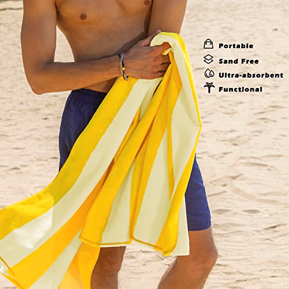 Exclusivo Mezcla 4-Pack Large Beach Towel for Kids and Adults, Microfiber Cabana Striped Pool Beach Towels Set (Pink/Green/Blue/Yellow, 30" x 60"), Lightweight and Highly Absorbent