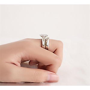 SUNLIAT Wedding Engagement Rings for Women, 925 Sterling Silver Marquise Cut Cubic Zirconia Bridal Rings Set, Wedding Band Promise Rings for Her Simulated Diamond Anniversary Ring