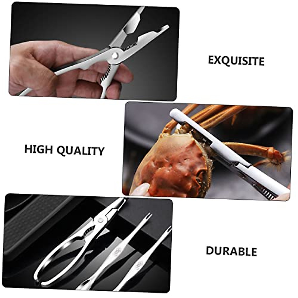 Cabilock 1 Set Crab Eating Tool Household Tools Metal Forks Stainless Steel Set Seafood Crab Utensils Seafood Sheller Seafood Eating Tools Crab Picks Crab Leg Crackers Gadgets Shelled