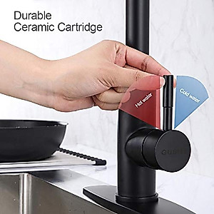 GUSITE Kitchen Sink Faucet, 304 Stainless Steel Single Handle Pull Out Kitchen Faucet with Pull Down Sprayer, Deck Plate, 1 or 3 Hole for Camper Farmhouse RV Kitchen Sink