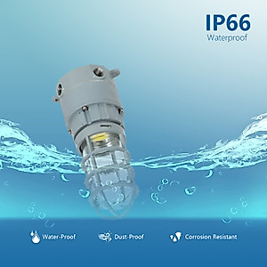 Sokply LED Explosion Vapor Proof Light UL844 Certified 20W 2800LM Dimmable (80W HPS Eqv.), Class I Division II Hazardous Locations Industry Luminaires AC100-277V IP66 Waterproof, O Series
