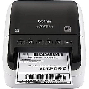 Brother QL-1110NWB Label Maker, Shipping Labeller, Wireless, PC Connected, Network and Bluetooth, Desktop, Wide Format 4 Inch Labels - Print via USB, Ethernet, and Bluetooth