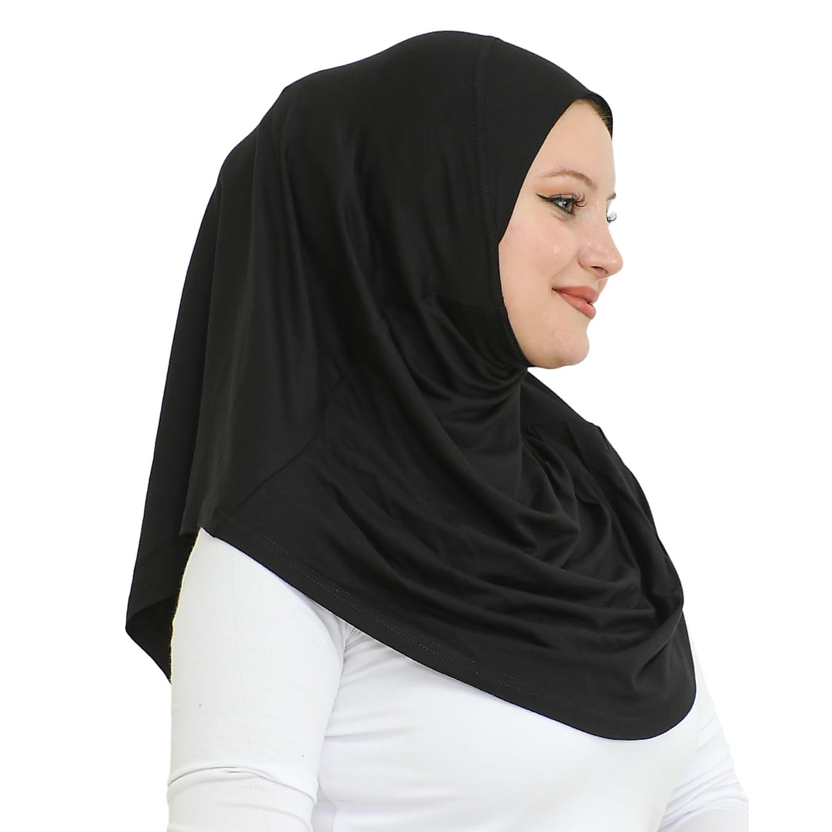 Prien Plain Ready To Wear Hijab for Women, Muslim Instant Turbans, Soft Jersey Scarf, Islamic Clothes, Long Hijabs, Abaya (Black)