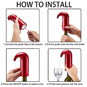 RICANK Electric Wine Aerator, Electric Wine Pourer and Wine Dispenser Pump for Red and White Wine Portable One-Touch Wine Decanter Multi-Smart Automatic Wine Oxidizer Rechargeable Spout Pourer Black