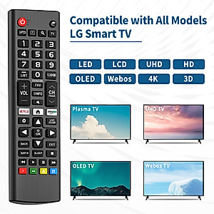 Rimous 2-Pack Universal Remote Compatible with LG Remote Control Smart TV with Netflix, Prime Video Shortcut Keys Compatible with All Models LG TV Remote Control Replacement AKB75095307 AKB74915305