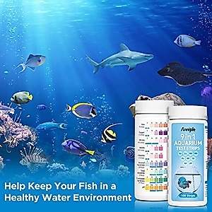 9 in 1 Aquarium Test Strips - 100 Strips Aquarium Water Test Kits for Freshwater Saltwater - Testing for Iron, Copper, Nitrite, Nitrate, pH, GH & KH, Chlorine, Total Alkalinity