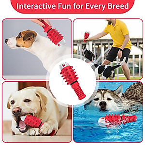 Prokei Dog Chew Toys, Durable Squeaky Baseball Bat Rubber Dog Teething Toys for Tooth Cleaning, Interactive Toy Gift for Small to Medium Breed Dogs