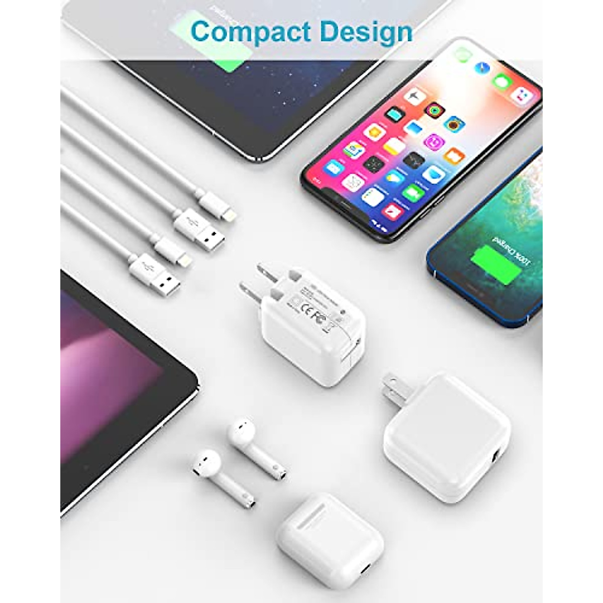 Apple iPad Charger Wall Charger and Cord 10 ft 2Set,12W iPad Charger Fast Charging Block & iPad Charger Cord 10 ft Apple Certified Lightning Cable for iPad 7th 8th 9th Generation,iPad Air/Mini,iPhone