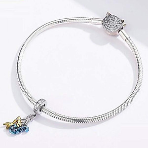 MEETCCY Mermaid Charms Original 925 Sterling Silver Charms Animal Charm Bracelets for Women European Snake Chain Bracelet (Mermaid Charms)