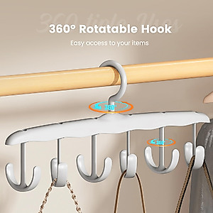 XQXA Hat Hangers for Closet, 1-Pack Hat Organizer for Baseball Caps, 360-Degree Rotation Hat Holder Storage with 12 Hooks, Organizador de Gorras - Gift for Men, Women, Grey