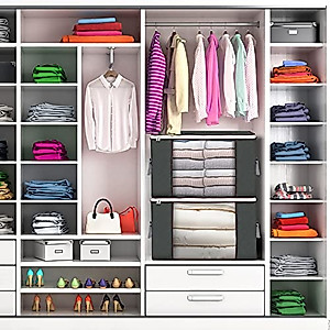6 Pack 90L Large Storage Bags & 6 Pack 35L Clothes Storage Bags, Clothes Storage Bins Foldable Closet Organizers with Durable Handles with Clear Window for Clothes Pillow Blankets Bedding