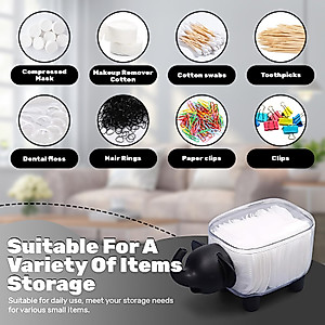 Roucerlin 2 Pack Clear Elephant Shape Cotton Swab Holder, Cute Cotton Pad Ball Dispenser, Plastic Storage Container Bathroom Canisters with Lids for Floss Toothpick Vanity Organizer (Elephant)