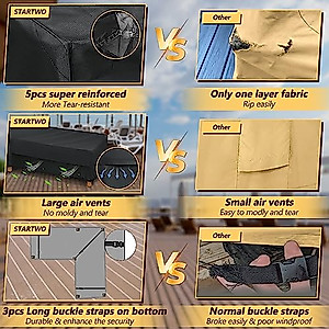 STARTWO Upgrade Outdoor L-Shaped Sectional Sofa Cover 83"x104"(Left Facing) Waterproof Outdoor Patio Furniture Covers with Corner Reinfored&Large Air Vent Design More Tear-Stop Couch Cover,Black