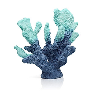 Blue Resin Coral Decorations Artificial Coral Statue Home Décor Accents Hawaiian Beach Decorations for Home Nautical decorations Beach Themed Home Living Room Party Decor -8.2"