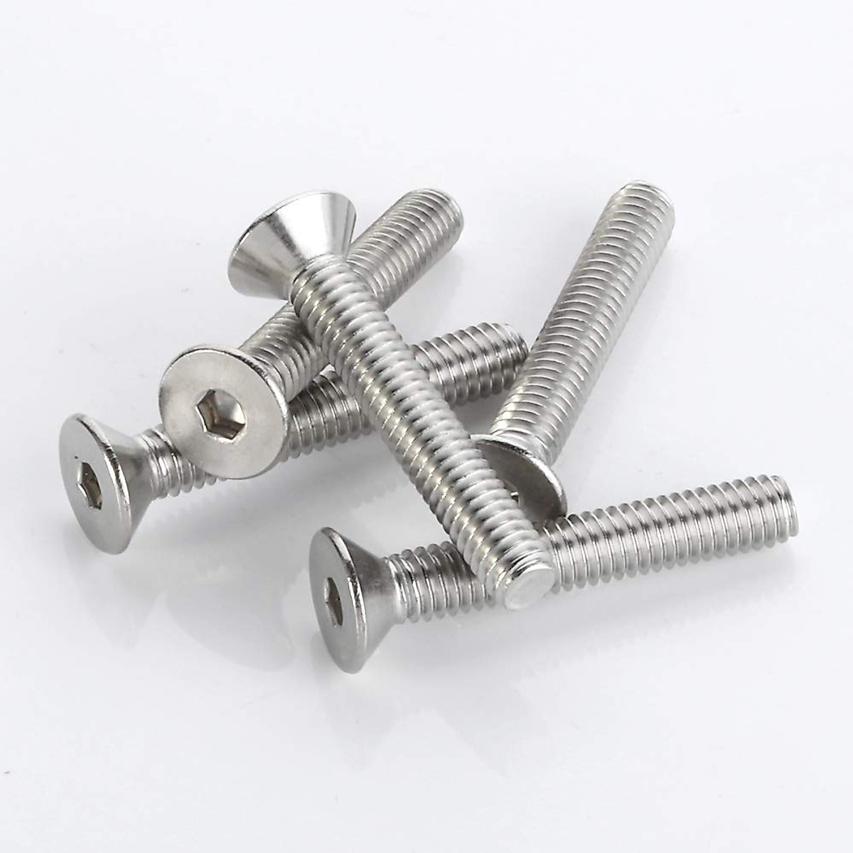 M4-0.7 x 14mm Flat Head Socket Cap Screws Countersunk Bolts, Stainless Steel 18-8 (304), Bright Finish, DIN 7991, Allen Socket Drive, 100 PCS