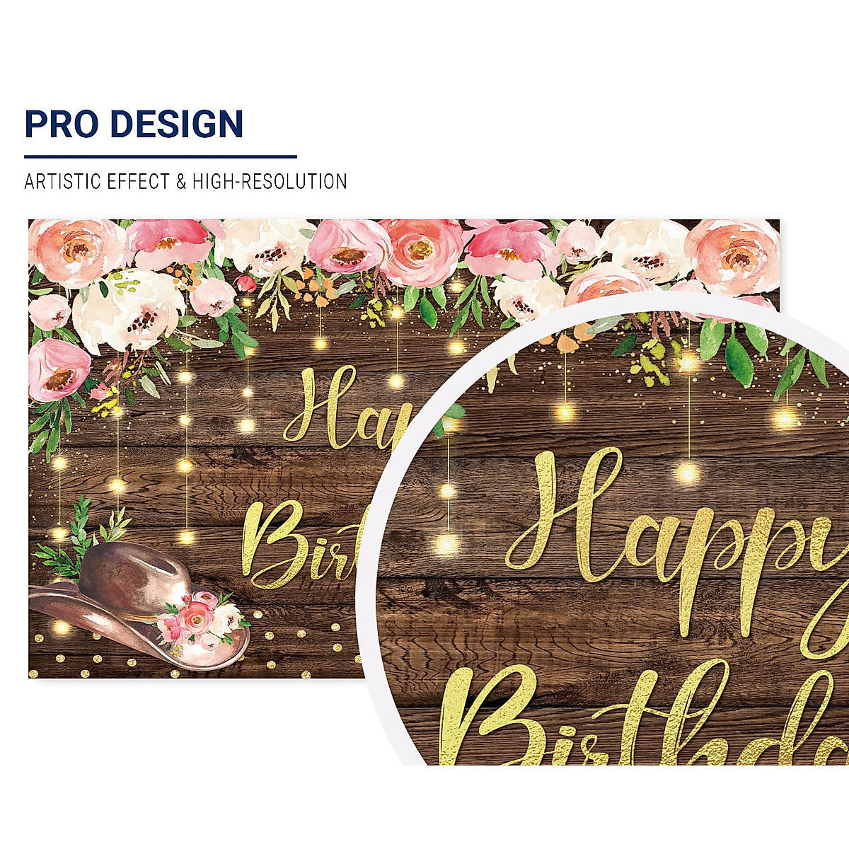 Allenjoy Western Birthday Backdrop Boot Cowgirl Rustic Country Boho Bday Party Supplies Flower Country Wood Hat Background Cake Table Decor Studio Photobooth Props Gift Favors