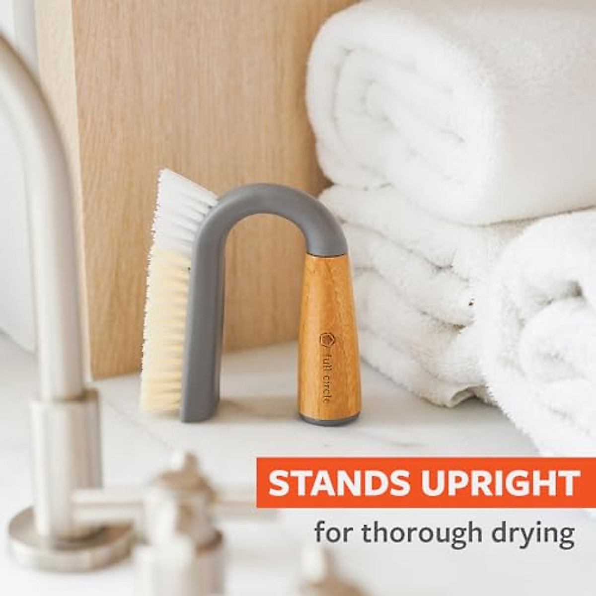 Full Circle Grunge Buster Grout & Tile Scrub Brush, Grey