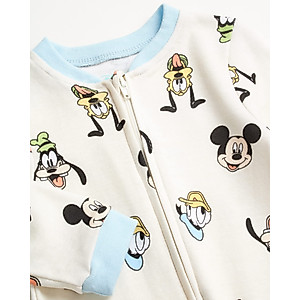 Disney Baby Boys' Mickey Mouse Romper - 2 Pack Sleep n' Play Footed Coveralls (0-9M), Size 6-9 Months, Mickey and Friends