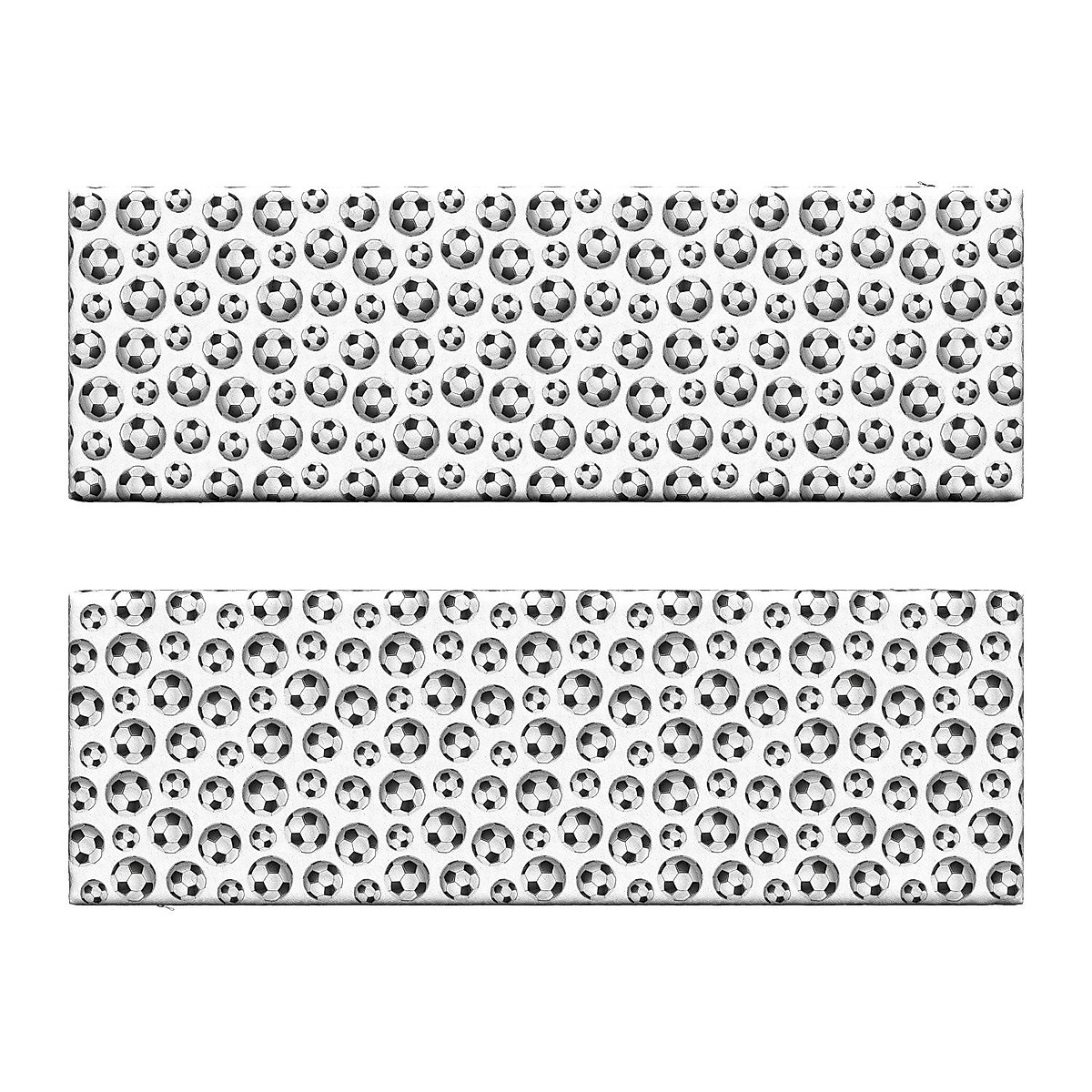 Lunarable Sports Bench Cushion Set of 2, Pattern with Vivid Graphic Soccer Balls Sports Athletics Hobby Theme, Standard Size Foam Pad and Decorative Cover, 45" x 15" x 2", Charcoal Grey White