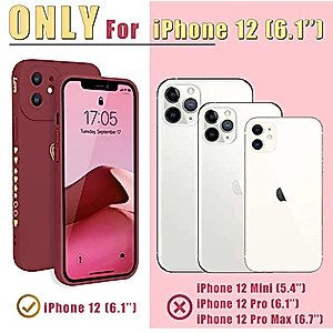 Teageo Compatible with iPhone 12 Case 6.1 inch for Women Girls, Cute Luxury Love Heart [Soft Anti-Scratch Full Camera Lens Protection] Silicone Girly Shockproof Phone Case for iPhone 12-Burgundy