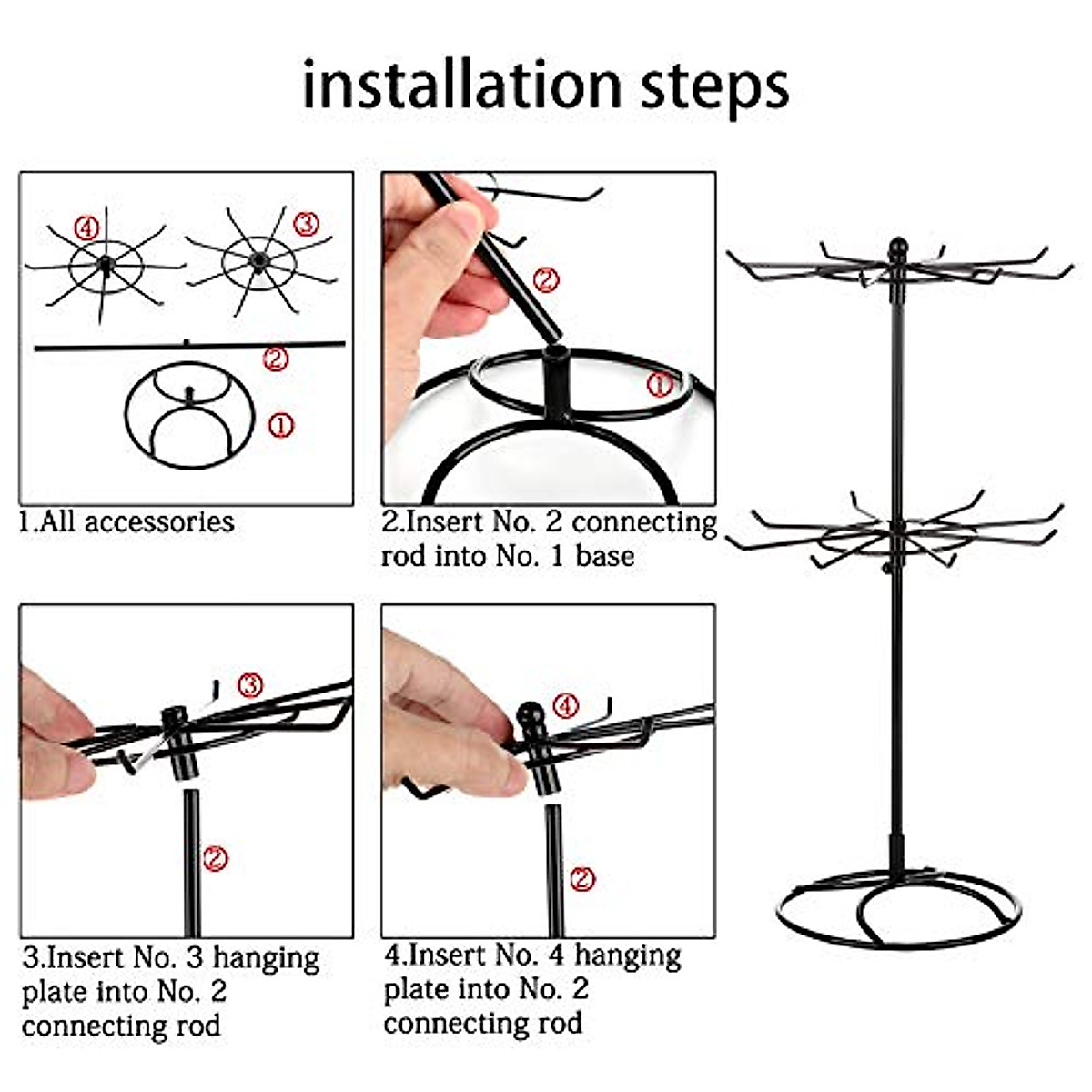 Firlar 2 Tier Rotating Jewelry Tower Jewelry Stand, Metal Rotating Jewelry Display Holder Jewelry Tree Stand Bracelet Rotation Holder Jewelry Display Rack Organizer for Necklace Bracelet Earring Ring