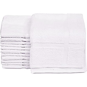GOLD TEXTILES 12 Pack New Cotton Blend Economy White Hotel Bath Mat Towel (18x25 Inches) Light Weight Quick Drying & Machine Washable - Hotel Supplies Shower Bath Mat Towel