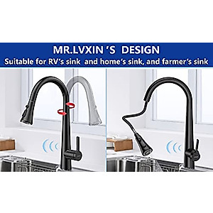 Touchless Kitchen Faucet Automatic Motion Sensor Activated Hands-Free Kitchen Sink Faucets 4Mode Pull Down Sprayer One/3 Hole Deck Plate, Kitchen Faucet for Sink w/ Smart Sensor, Auto Off