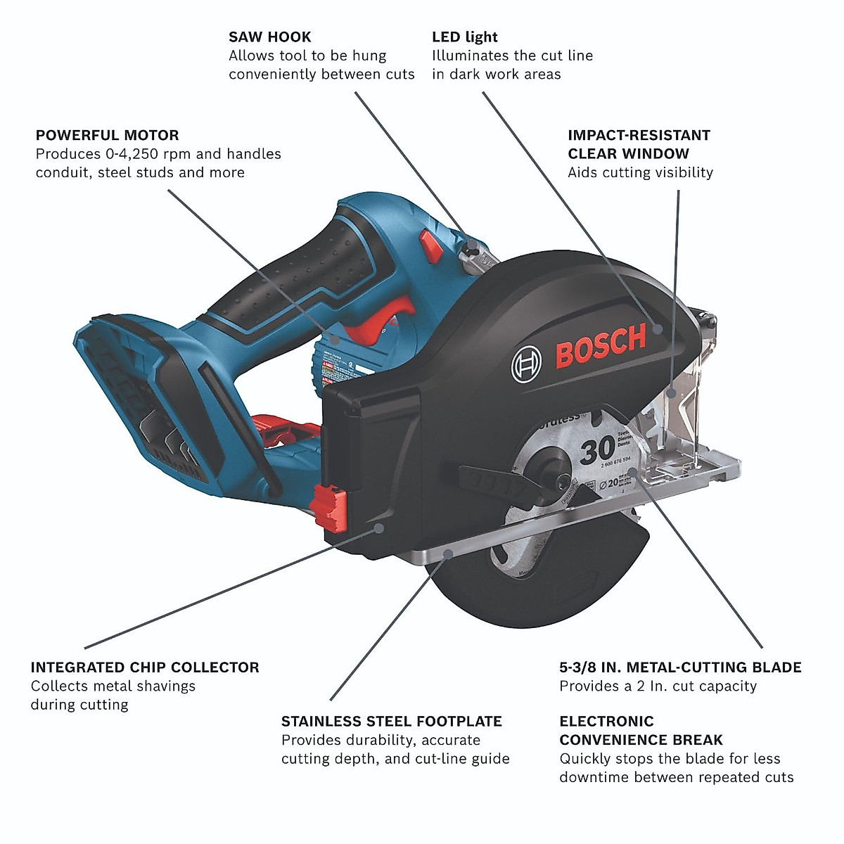 Bosch GKM18V-20N-RT 18V Lithium-Ion 5-3/8 in. Cordless Metal-Cutting Circular Saw (Tool Only) (Renewed)