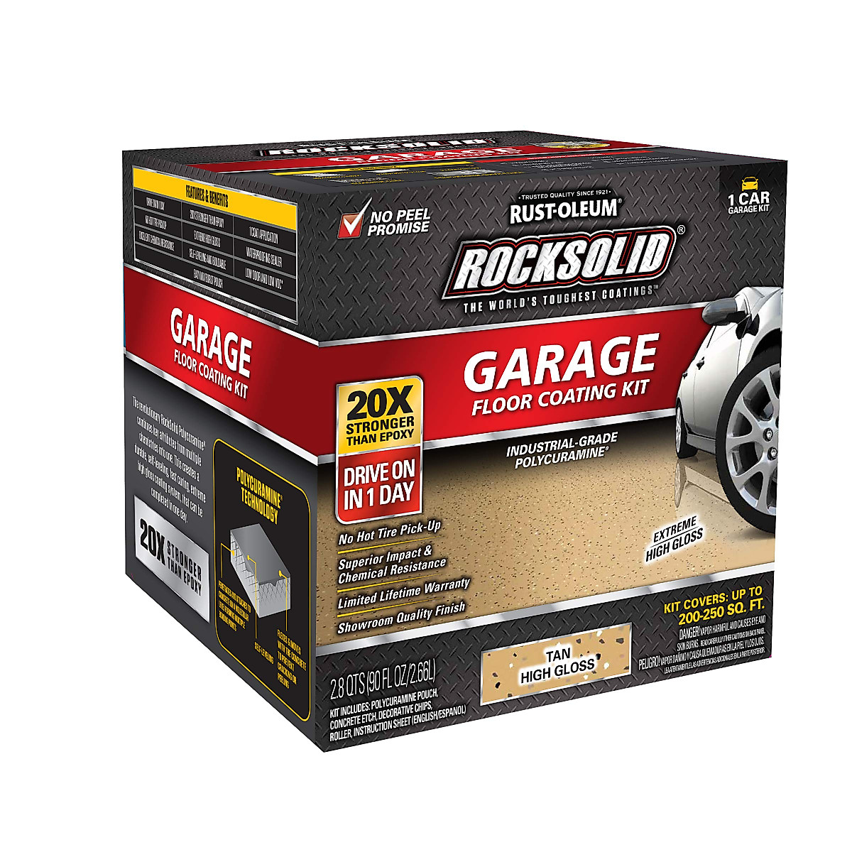 Rust-Oleum 60007 Rocksolid Polycuramine Garage Floor Coating, Tan, 1 Car Kit