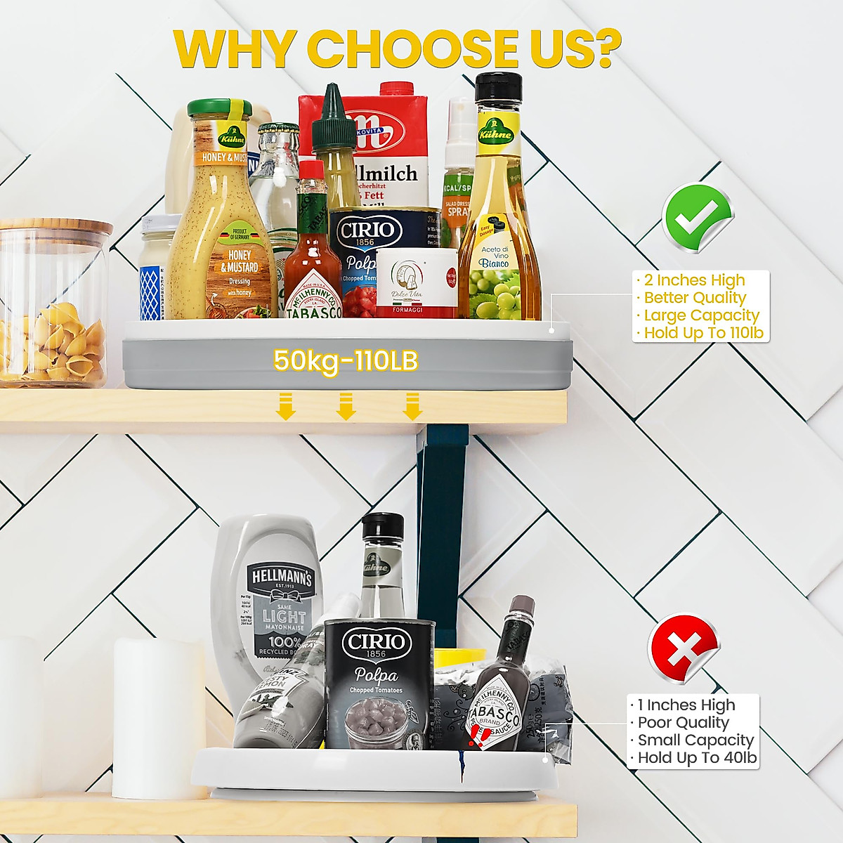 TRZZ Lazy Susan Turntable Organizer - 12-Inch Rotating Tray for Spices and Condiments Storage - Organize Kitchen and Fridge with Storage Container for Fridge, Pantry, and Cabinet - 1 Pack