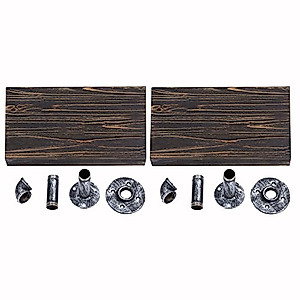 Danya B. Floating Pipe Industrial Rustic Shelves – Wall Mount – - Ebony - (Set of 2)