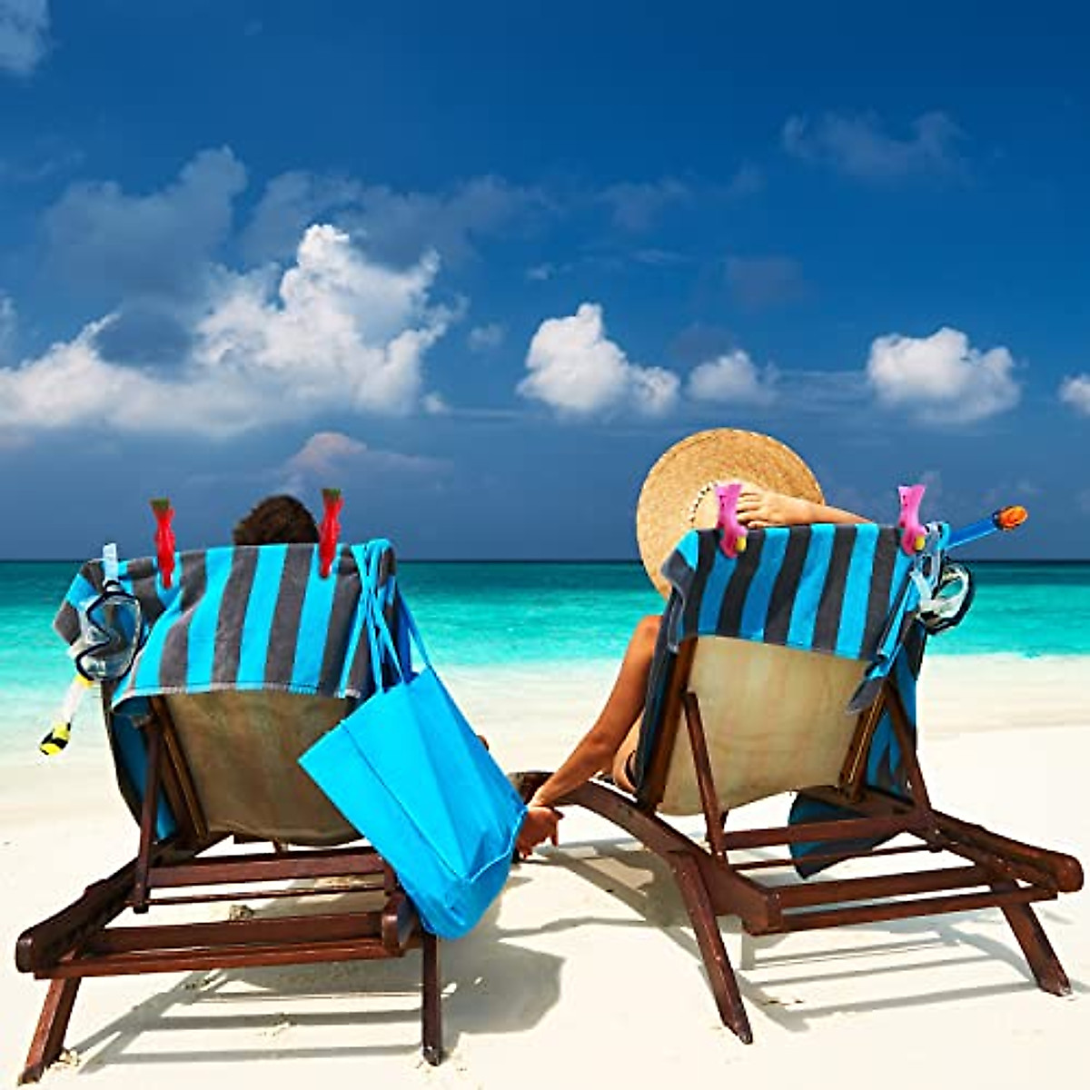 8 Pieces Beach Towel Clips Beach Chair Clips Jumbo for Pool Lounge Chair, Cruise Clothes Lines, Patio and Holiday Pool (Beach Style)