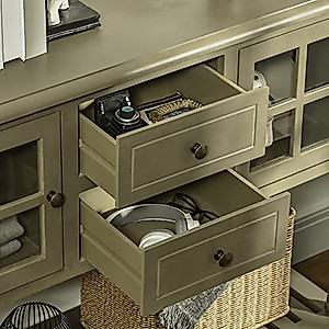 HOMCOM Vintage Console Table with 2 Drawers and Cabinets, Retro Sofa Table for Entryway, Living Room and Hallway, Light Grey