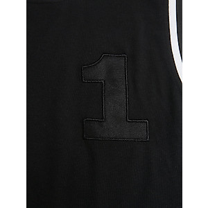 SOLY HUX Men's Letter Striped Sleeveless Round Neck Casual Summer Tank Top Shirts Black Letter L