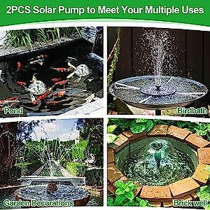 Saillong 2 Pack Solar Bird Bath Fountain Pump, 2.5W Outdoor Solar Powered Bird Bath Water Fountains with 6 Nozzles, Outdoor Floating Solar Fountain Pump for Bird Bath Garden, Ponds, Pool, Fish Tank