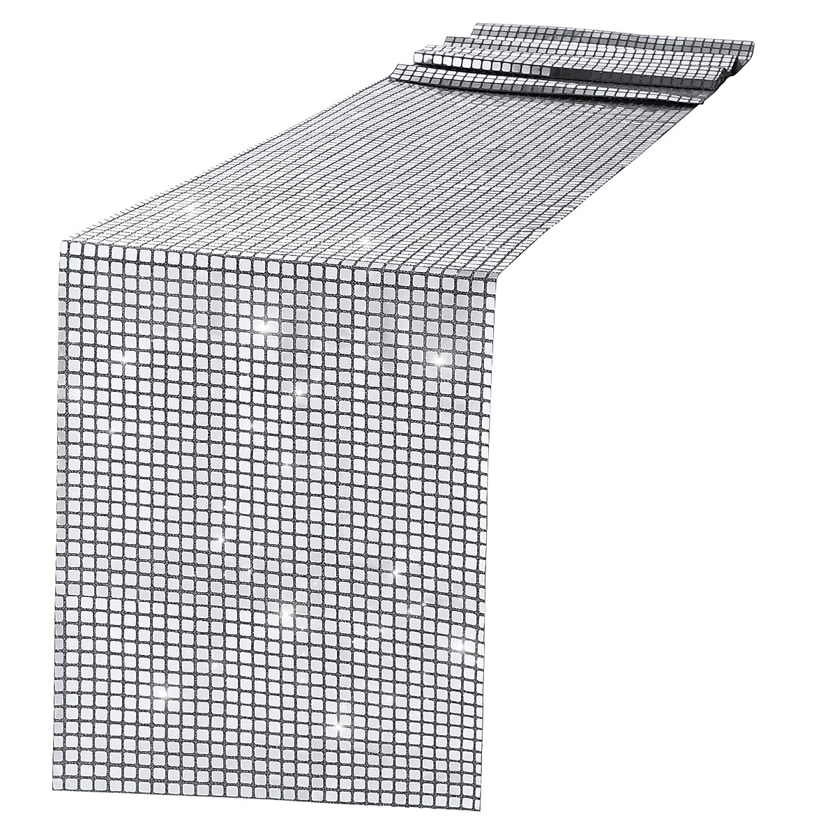 12 x 108 Inches Disco Party Table Runners Glitter Table Runner Cover Decoration Silver Sparkle Sequin Tablecloth for 80s Disco Dance Party Bachelorette Supplies Dance Wedding Decor (Disco Silver, 1)