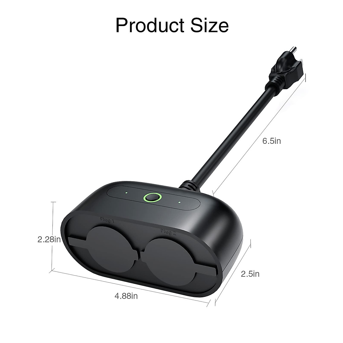 OHMAX Outdoor Smart Plug, Wi-Fi Outlet Timer Works with Alexa Google Assistant, IPX4 Weatherproof, App Control, Smart Home Plug for String Lights Christmas Decor, FCC, 2.4GHz Wi-Fi Only, 15A/1800W