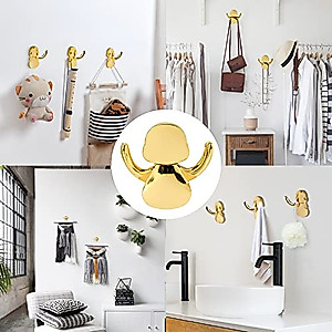 Gold Wall Hooks Decorative Coat Hook Wall Mounted Heavy Duty Towel Hook Hardware Robe Hooks Zinc Alloy Double Hooks Single Hook for Hanging Clothes Unique Modern Hooks for Bathroom 3 Pack