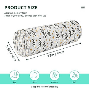 JUNZAN Christmas New Year Yoga Bolster Pillow Round Neck Roll Pillow Covers Decorative Round Pillow Chair Cushion for Neck Support Pillows for Sleeping Neck Back Cushion