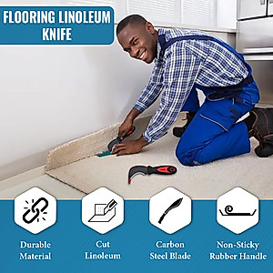 Zimpty ZY325 Tools Flooring Linoleum Knife with SK-5 Hardened Carbon Steel Blade and Soft Non-Sticky Rubber Handle for Cutting Carpet, Vinyl Flooring, Linoleum, Wallpaper (1)