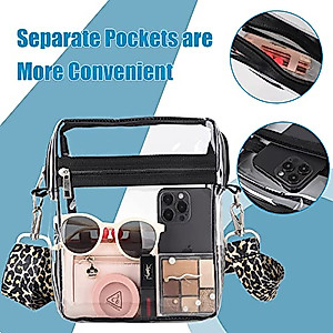 BEELIFY Clear Bag Stadium Approved Purse, Clear Crossbody Bag for Stadium, Concerts, College Games