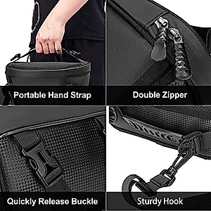 Motorcycle Backseat Tank Bag Motorcycle Tail Bags, Waterproof Leather PU Super Light Storage Saddle Bag, Multifunctional Motorbike Rear Seat Storage Accessories Bag, Black (Grey)