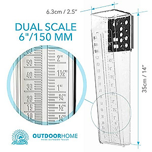 Outdoor Home Rain Gauge. Professional 6 Inch Capacity Aussie Made Heavy Duty Rain Measure Gauge. Reliable, Accurate Fence Or Post Mount Rain Gauge. Ideal Outdoor Tool for Garden, Yard & Farm.