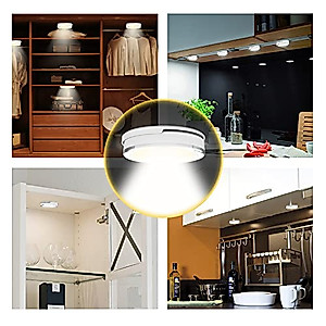 LED Puck Light, led Lights Battery Operated with Remote Control, Wireless Soft Lighting, Under Cabinet Lighting for Kitchen, Timer+ Dimmer, 4000K Warm White, 6 Pack
