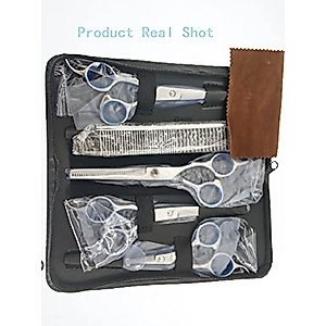 Pogeair 6 in 1 Safety Round Head 4CR Stainless Steel Dog Grooming Scissors Kit, Heavy Duty Titanium Coated Pet Grooming Scissors for Dogs, Cats & Other Pets