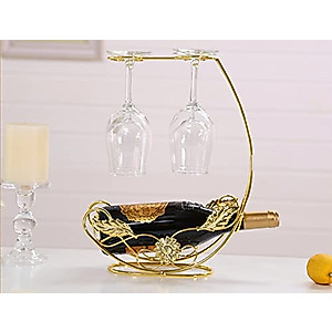 Hongiuia Wine Glass Rack - Metal Wine Bottle rRack Standing Display Rack, Desktop Stemware Storage Rack - Glod