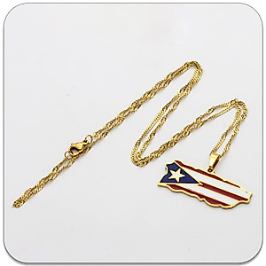 PEAS Fashion Jewelry Necklace Stainless Steel Puerto Rico Map Pendant Necklace(Gold)