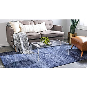 Unique Loom Del Mar Collection Area Rug - Lucille (9'x 12' Rectangle, Navy Blue/ Ivory)