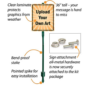 SmartSign 12" x 10" Fully Custom Yard Sign with 3 ft Stake Upload Your Art, Personalized Reflective Metal Lawn Sign Post for Outdoor, Driveway, 40 mil Laminated Aluminum, Set of 1, USA-Made