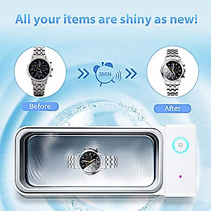 Sooyame Ultrasonic Jewelry Cleaner- Cleaner Machine Silver Jewelry Silver Rings Cleaning Eyeglasses Watches Necklaces Dental Coins Razors Dentures Tools Parts Instruments Professional (White)